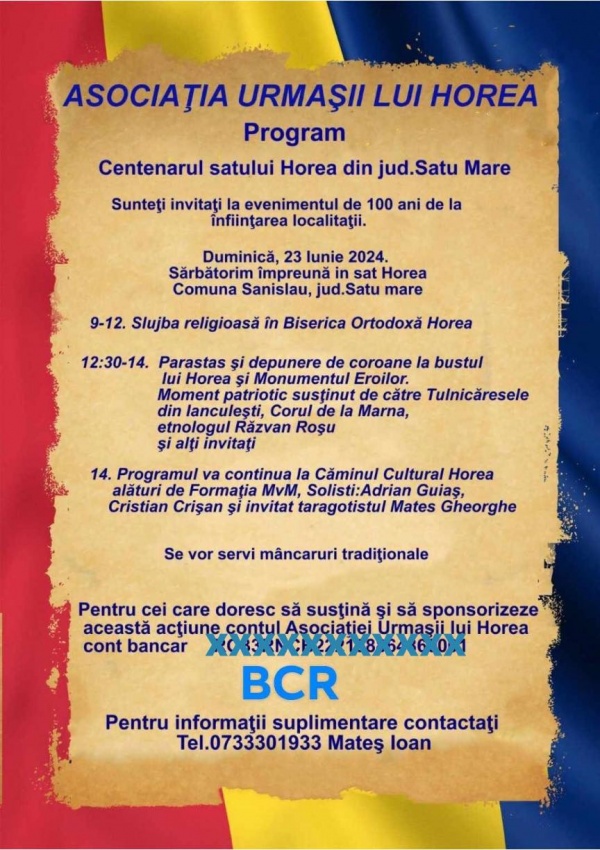 HOREA. Centenarul satului și pomenirea eroului din veac în veac ...